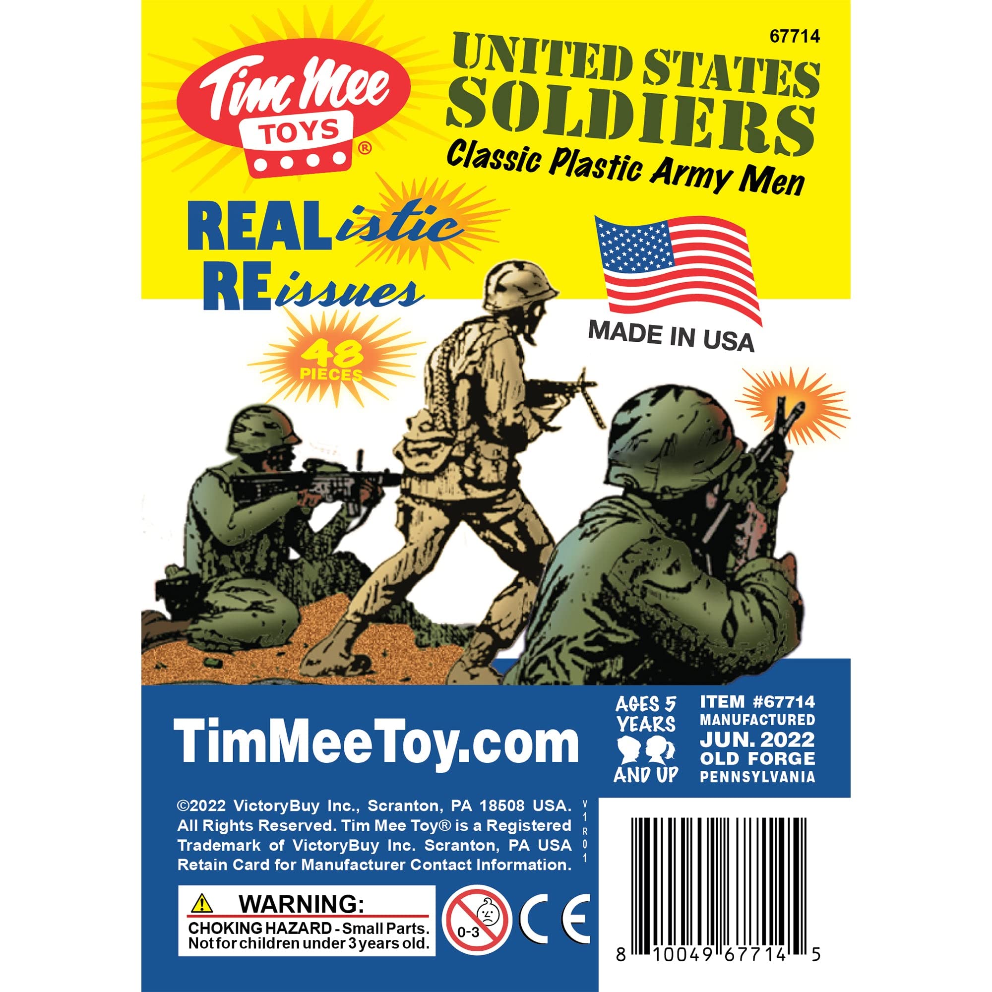 TimMee Plastic Army Men - OD Green vs Tan 48pc Toy Soldier Figures - Made in USA