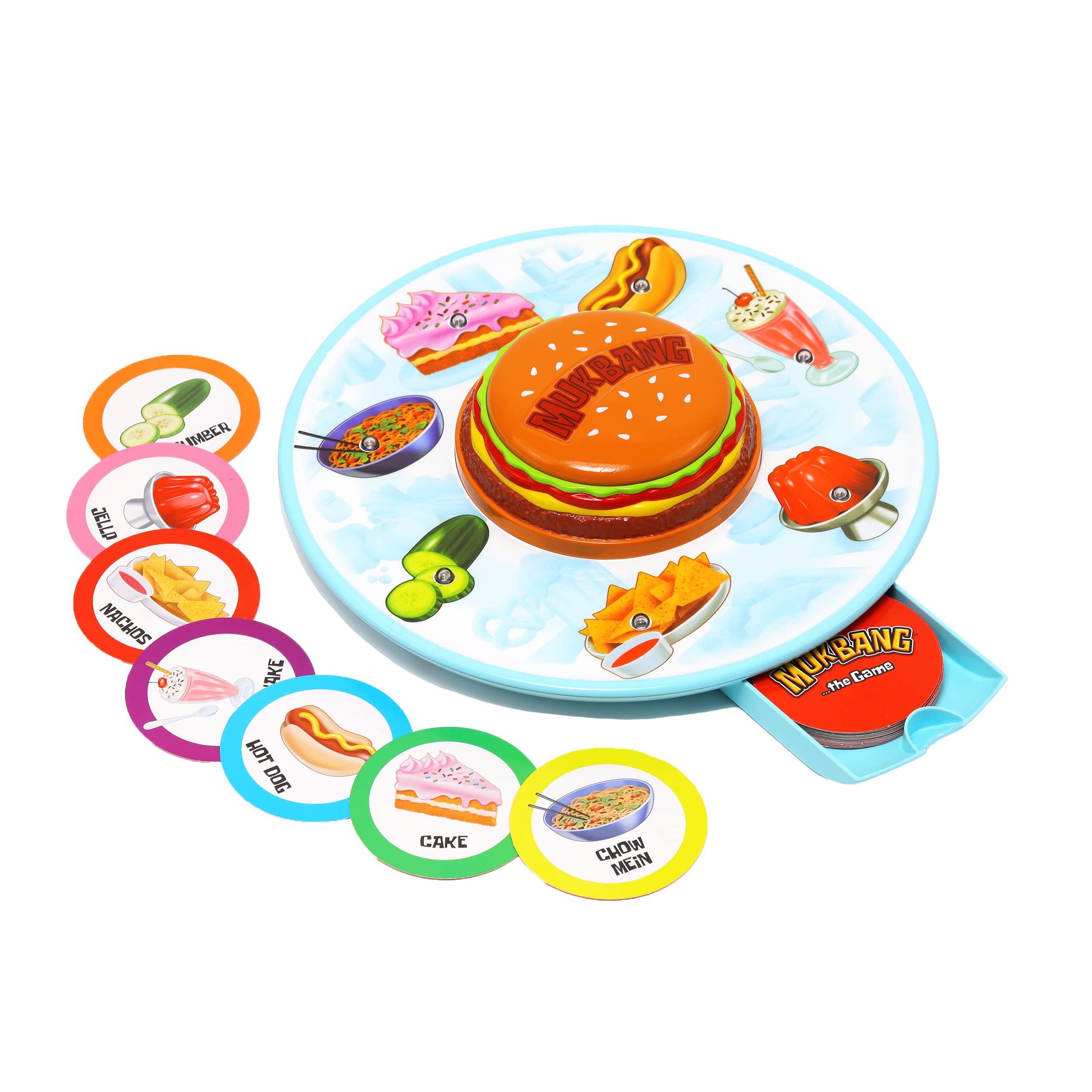 Far Out Toys MUKBANG Electronic Food Sound Memory Game, Match Cards to Mukbang Sounds, Gaming Unit, 35 Food Cards, Slurp, Crunch, Belch, & More