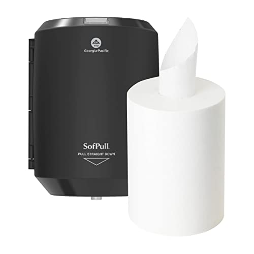 SofPull Centerpull Junior Paper Towel Dispenser Starter Kit by GP PRO, 58009B, 1 Black Dispenser (58008B) and Paper Towel Roll (28125)