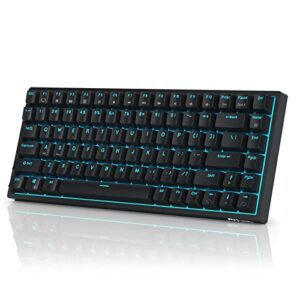 rk royal kludge rk84 wireless blue backlit 75% triple mode bt5.0/2.4g/usb-c hot swappable mechanical keyboard, 84 keys tenkeyless mechanical keyboard w/programmable software, brown switch