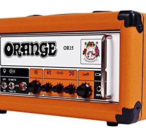 Orange OR15 15-Watt Single Channel, Compact Tube Guitar Amp Head with Instrument Cable and Austin Bazaar Polishing Cloth