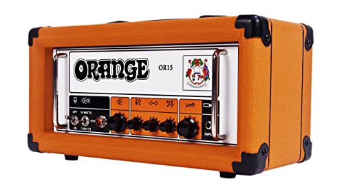 Orange OR15 15-Watt Single Channel, Compact Tube Guitar Amp Head with Instrument Cable and Austin Bazaar Polishing Cloth