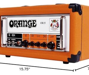 Orange OR15 15-Watt Single Channel, Compact Tube Guitar Amp Head with Instrument Cable and Austin Bazaar Polishing Cloth