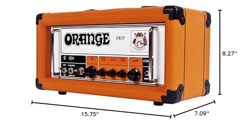 Orange OR15 15-Watt Single Channel, Compact Tube Guitar Amp Head with Instrument Cable and Austin Bazaar Polishing Cloth