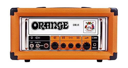 Orange OR15 15-Watt Single Channel, Compact Tube Guitar Amp Head with Instrument Cable and Austin Bazaar Polishing Cloth