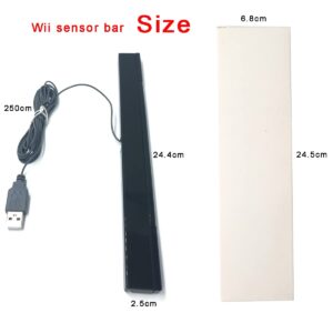 Tuboopy Wii Sensor Bar Replacement for Nintendo Console - Wired USB Infrared IR Light Stand for Wii U Motion Ray Dolphin（Black）