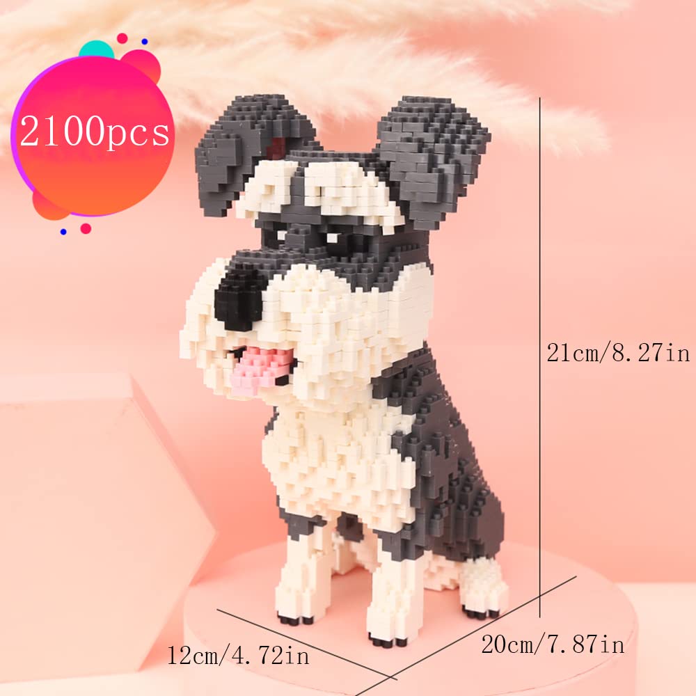 Building Block Animal Dog Schnauzers Tiny Mini Block Dogs Building Animal Set DIY 3D Block Toy Building Blocks for Kids Or Adult 2100 Pieces