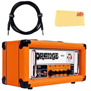 orange or15 15-watt single channel, compact tube guitar amp head with instrument cable and austin bazaar polishing cloth