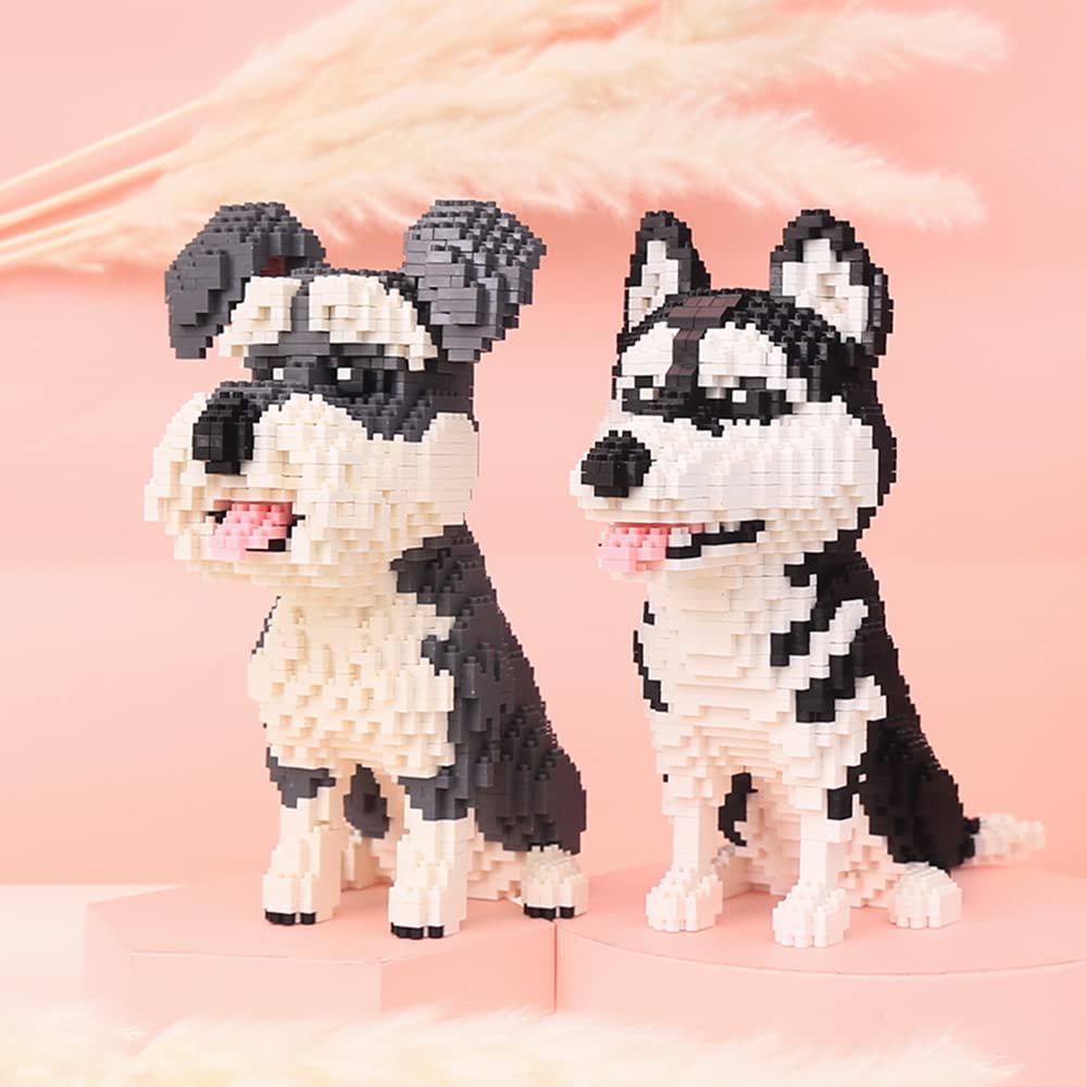 Building Block Animal Dog Schnauzers Tiny Mini Block Dogs Building Animal Set DIY 3D Block Toy Building Blocks for Kids Or Adult 2100 Pieces