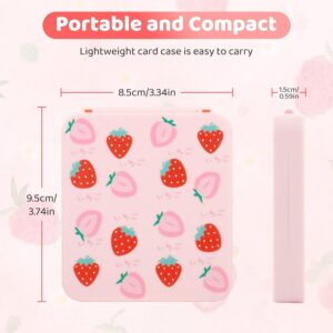 RHOTALL Cute Strawberry Game Card Case for Nintendo Switch and Switch OLED, Storage Card Box with 12 Game Cards Cartridge and 12 SD Cards Slots, Portable Switch Games Holder with Magnetic Design