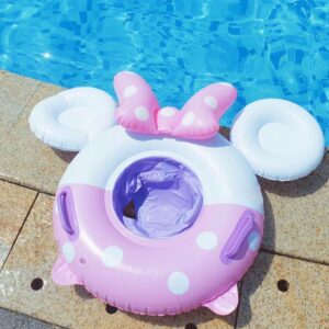 Umbresen Baby Swimming Float, Inflatable Swim Ring Cute Floaties with Seat and Handle Pool Floats Toys Fun Water Raft Lounge Party Supplies for Toddler Kids Age 0-8 Years Under 44lb (Bowknot Mouse)