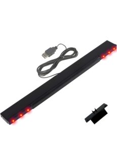 tuboopy wii sensor bar replacement for nintendo console - wired usb infrared ir light stand for wii u motion ray dolphin（black）