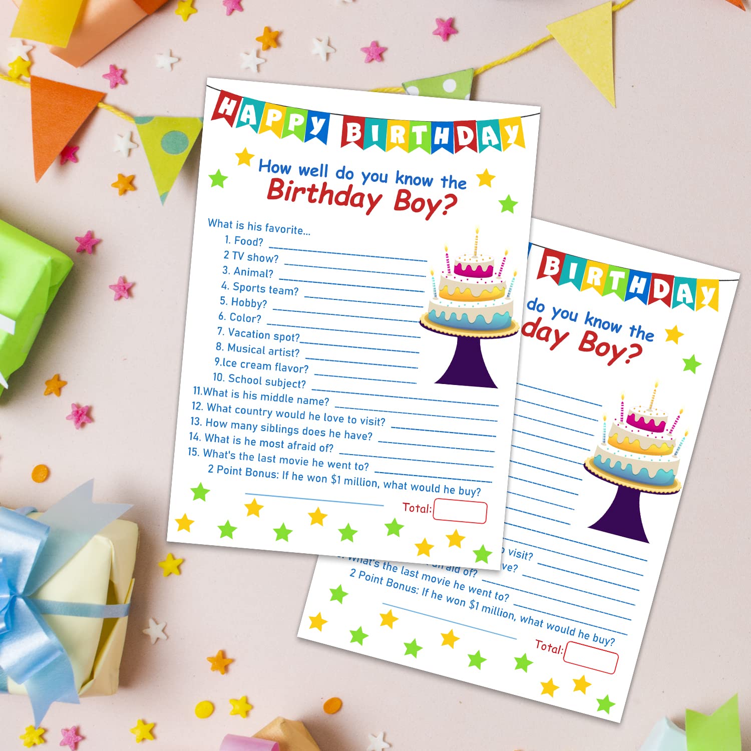 ALodr 20 How Well Do You Know The Birthday boy Game Cards - boy Birthday Party Activity Notebook Themed Party Decorations-Teens Kids Birthday Party Game - boy Birthday Supplies, Activity, Decorations