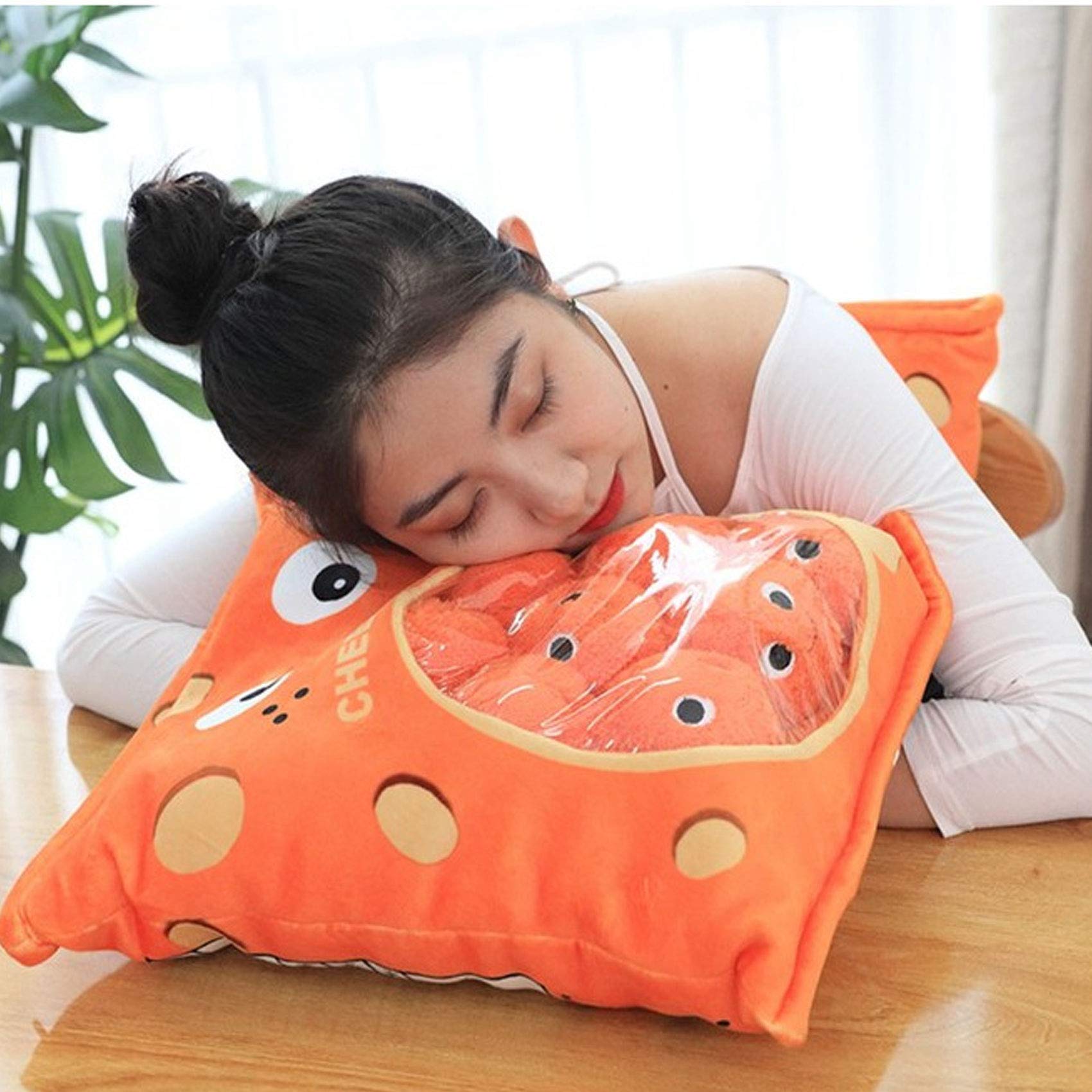 Angleliu Cheesy Puffs Plush Pillow,Stuffed Toy Game Pillow with a Bag of Cheesy Puffs Balls,for Children Sleep Home Decoration (Large)