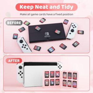 RHOTALL Cute Strawberry Game Card Case for Nintendo Switch and Switch OLED, Storage Card Box with 12 Game Cards Cartridge and 12 SD Cards Slots, Portable Switch Games Holder with Magnetic Design