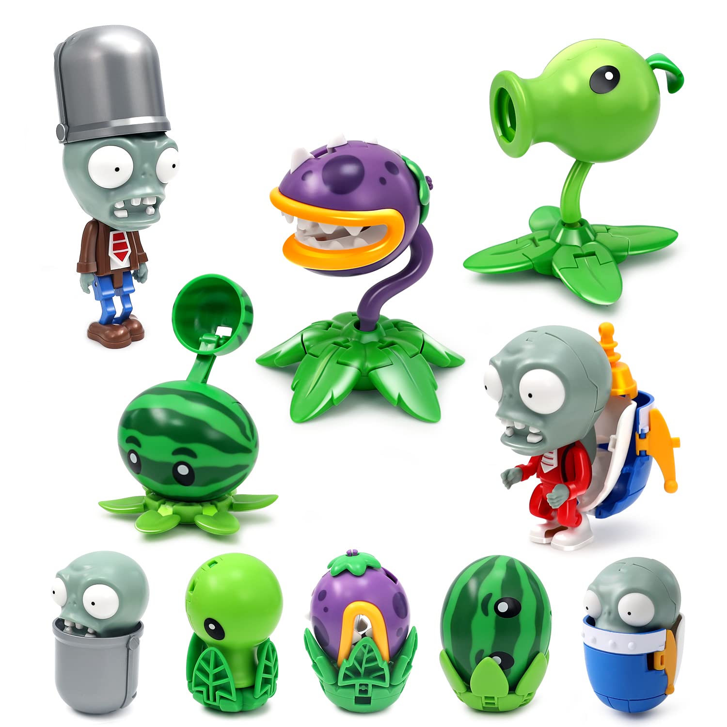 Maikerry Plants and Zombies Toys vs Egg Transformation Series Assembled Toys Action Figures Set Gift Game Fan Party Birthday Gifts Zombie PVZ Toys Figurines for Boys Girls