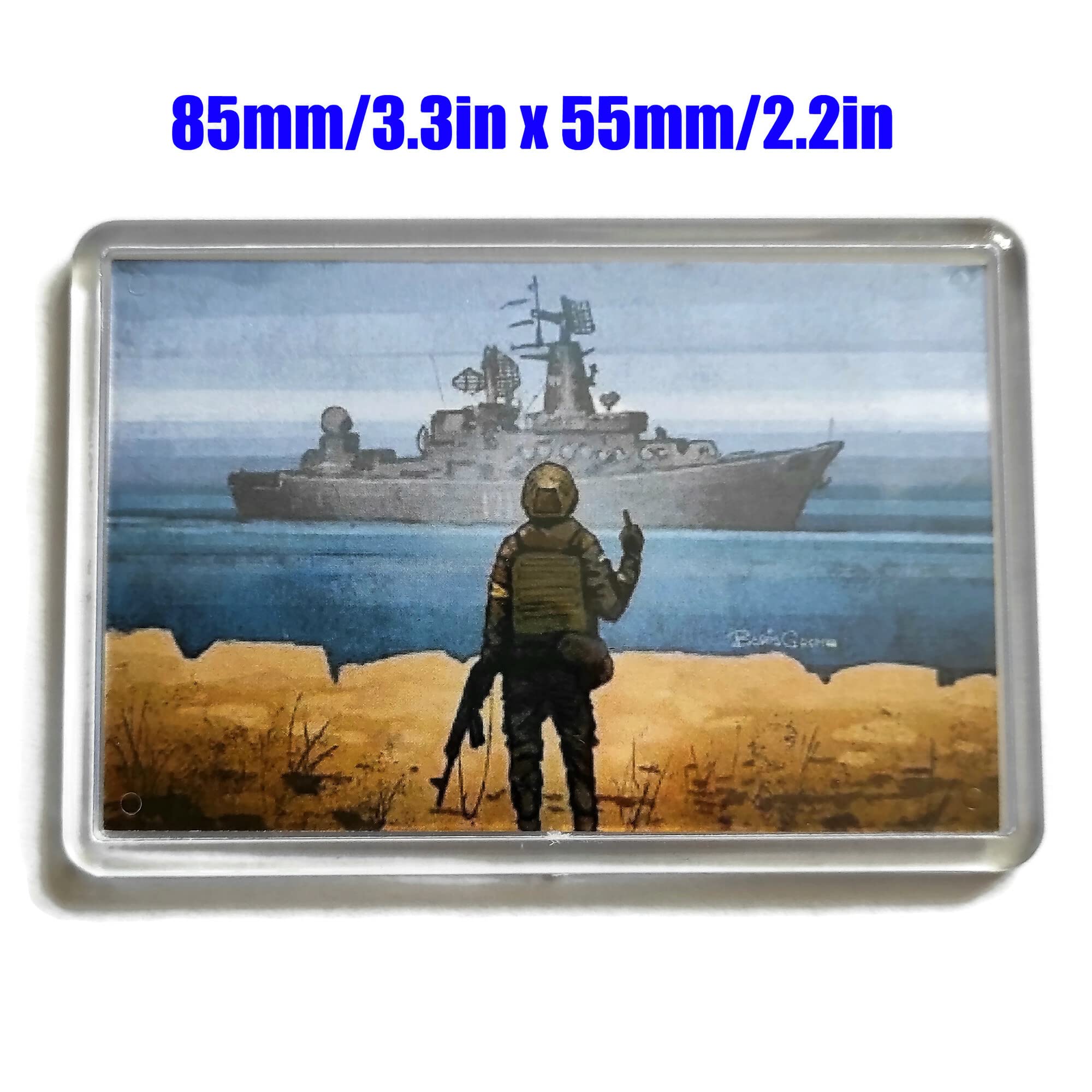 Ukraine Patriotic Fridge Magnet Russian Warship Ukrainian Postage Stamp Souvenir Gift Slava Ukraini Stop War