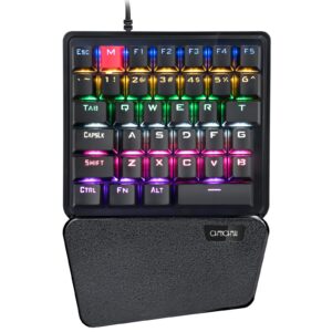 chonchow mechanical gaming one hand keyboard blue mx switch rgb led compact backlit keypad braided wire usb compatible with ps4 xbox android ios pc computer