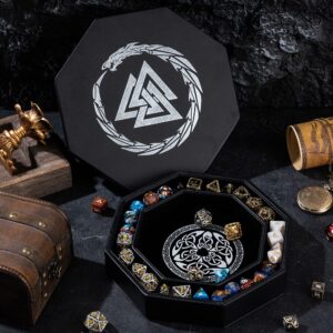 Soar Forge Dice Tray for DND and RPG - Beautiful Valknut and Dragon 8 Inch Rolling Dice Tray Compatible with Dungeons and Dragons and Tabletop RPGs - Box Storage to Protect Dice