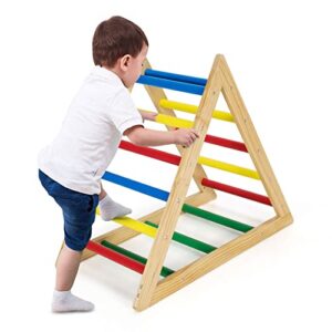 honey joy triangle climber, kids wooden climbing triangle ladder, 3 different climbing ladders, indoor climbing toys for playground, gym & daycare, gift for boys girls 3+ (colorful)