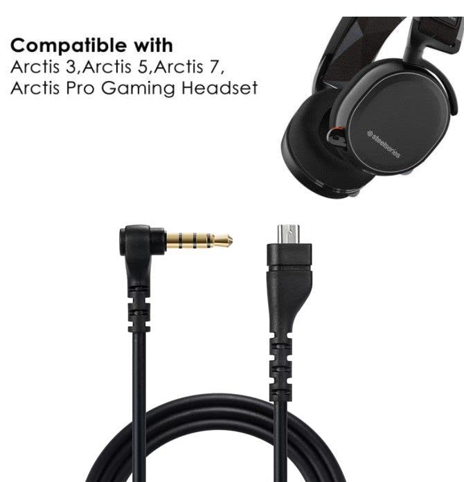 EARLA TEC Replacement Audio Cable Cord, Compatible for SteelSeries Arctis 3 /Arctis 5/ Arctis 7 /Arctis Pro Gaming Headphones (Audio Cable, Black)