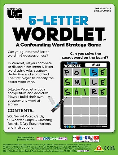 University Games | 5 Letter Wordlet Game for 2 to 4 Players Ages 8 and Up