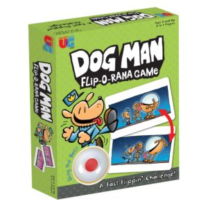 university games, dog man flip-o-rama card matching game, based on the dog man books series, for 2 or more players ages 6 and up