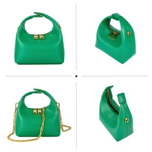 SINBONO Small Top Handbags for Women, Soft Vegan Leather Shoulder Hobo Crossbody Bag with Golden Chain Strap, Mini Purses Casual Dumpling Pouch