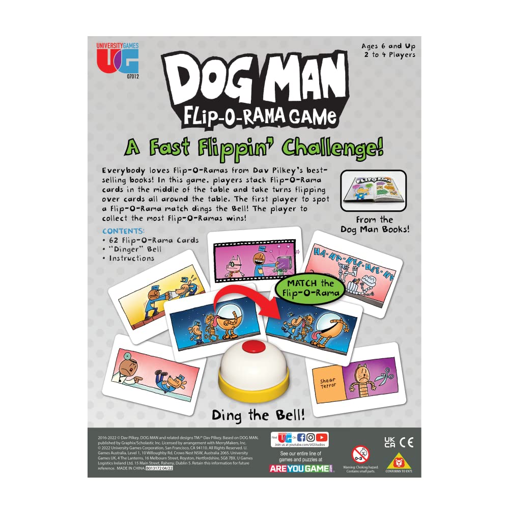 University Games, Dog Man Flip-o-Rama Card Matching Game, Based on The Dog Man Books Series, for 2 or More Players Ages 6 and Up