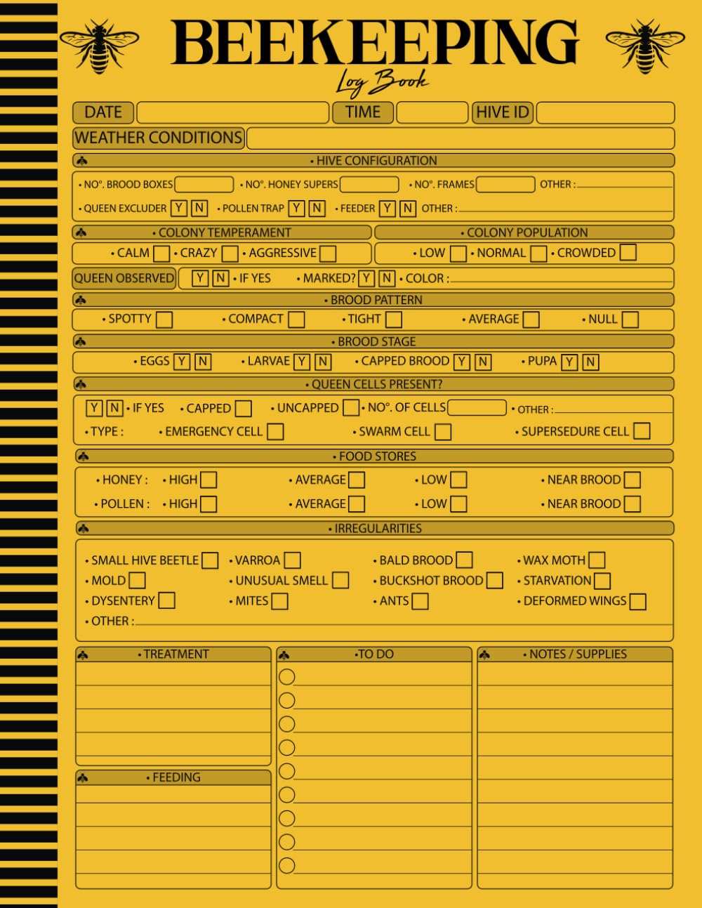 beekeeping log book | Beekeeping Tracking Journal and Beehive Inspection notebook and maintenance logbook for Beekeepers | Honey Bee Farming Tracker: 112 Pages | 8.5" x 11" inches.