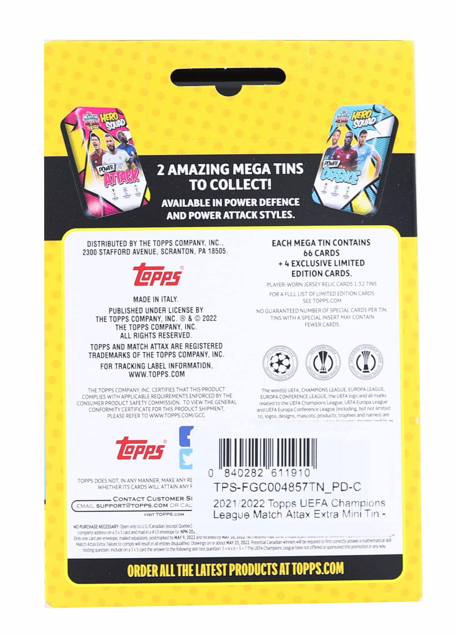 Toynk 2021/2022 Topps UEFA Champions League Match Attax Extra Mega Tin | Power Defence