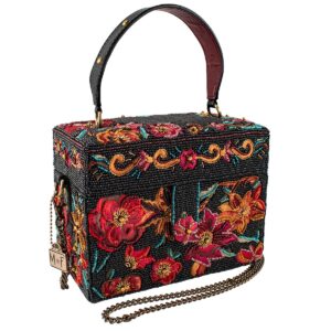 mary frances secret garden beaded embroidered top handle box handbag, multi