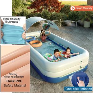 Inflatable Slide Pool Water Pool Slide Activity Center for Outdoor Swimming Pool Suitable for Over 3 Years Old,Blue-3M