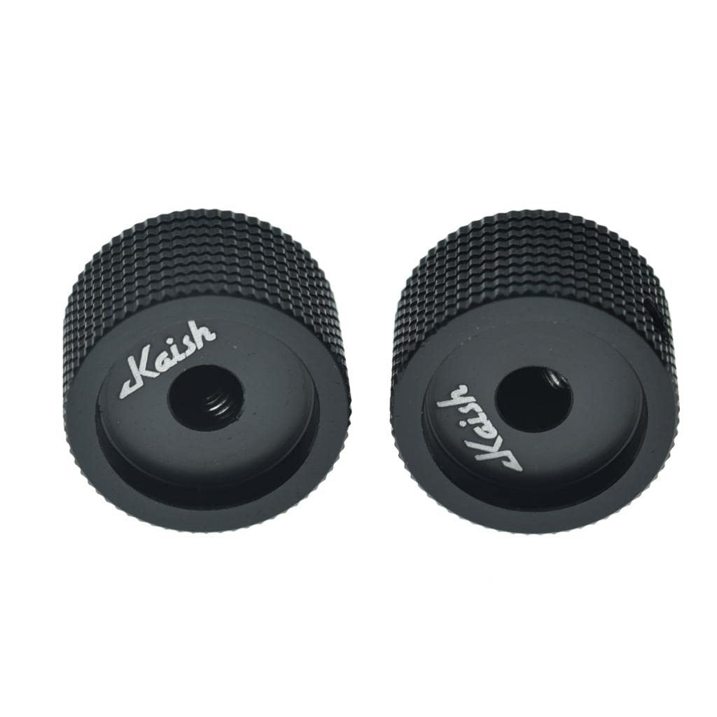 KAISH 2-Pack 63/64"(25mm) Diam. Black Aluminium Potentiometer Knobs 1/4" Universal Metal Pot Knobs w/Indicator & Polished Edge for Guitar/Bass/AMPS Amplifier/Power Amplifier/Preamps/Audio Equipments