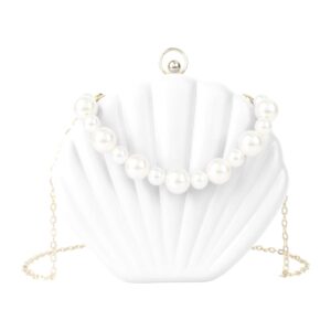 goclothod girls seashell shape purse glitter pu leather crossbody shoulder bag mini chain purse