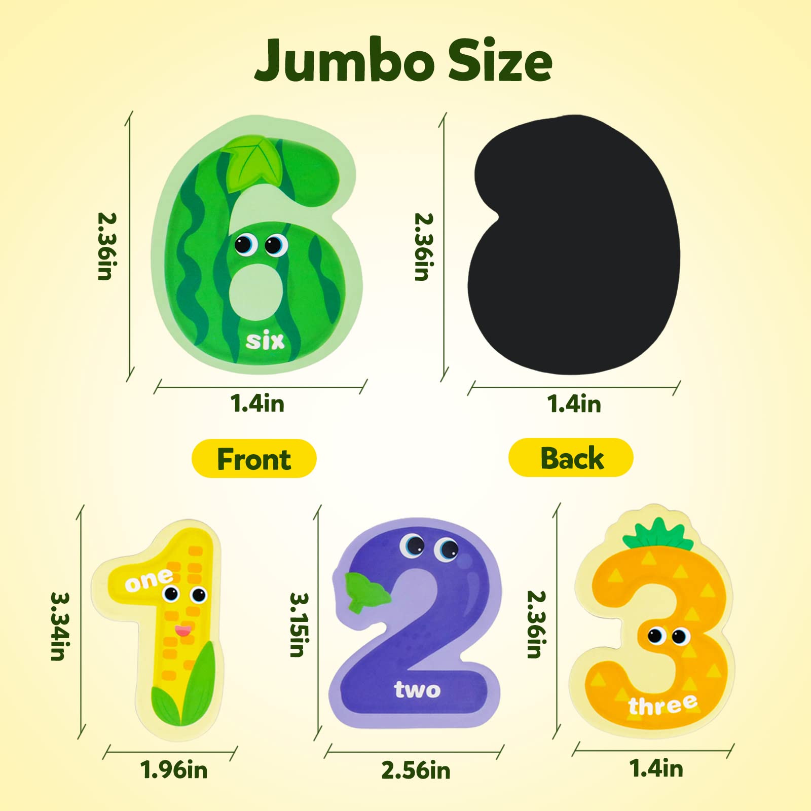 JCREN Jumbo Magnetic Numbers Fridge Magnets Colorful Fruit Shape Number Math Learning Toy Set Preschool Math Counting Refrigerator Magnet Toys for 3 4 5 Year Old Toddler Kids Boy Girl Gift