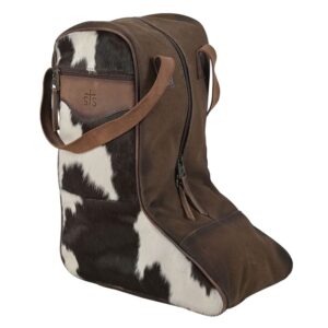 STS RANCHWEAR Cowhide Western Durable Versatile Leather Soft Zippered Boot Bag with Dual Handles and Pockets