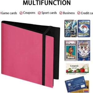 Trading Cards Album Binder, JARAGAR 12 Pockets PU Leather Card Binder Holder 20 Sheets Band Closure Card Storage Case Holds up to 480 Cards Fit for TCG Baseball Football Cards