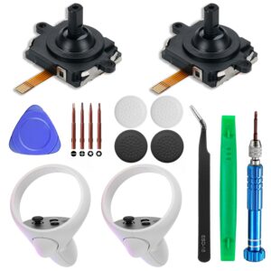 2 pack joystick replacement for oculus quest 2 controller/meta quest 2 controller, 14 in one replacement joystick analog thumb stick repair kit for oculus quest 2 accessories