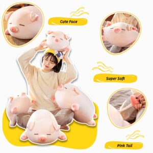 CHDGIOHA Cute Kawaii Pig Stuffed Animal Pillows, 15.7'' Pig Plush Hugging Pillow, Soft Pig Stuffed Cuddle Plush Toys, Christmas Birthday Gifts for Girls Girlfriend (Squint, 15.7in)