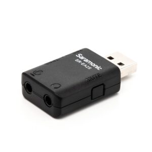 Saramonic USB Audio Interface with 3.5mm Microphone Input for TRS or TRRS Mics, 3.5mm Headphone Out and Mute Button for Computers and More (SR-EA2S)