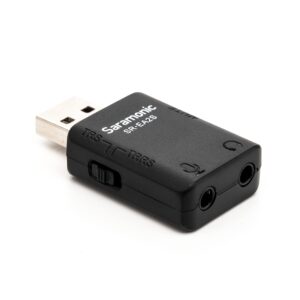 Saramonic USB Audio Interface with 3.5mm Microphone Input for TRS or TRRS Mics, 3.5mm Headphone Out and Mute Button for Computers and More (SR-EA2S)