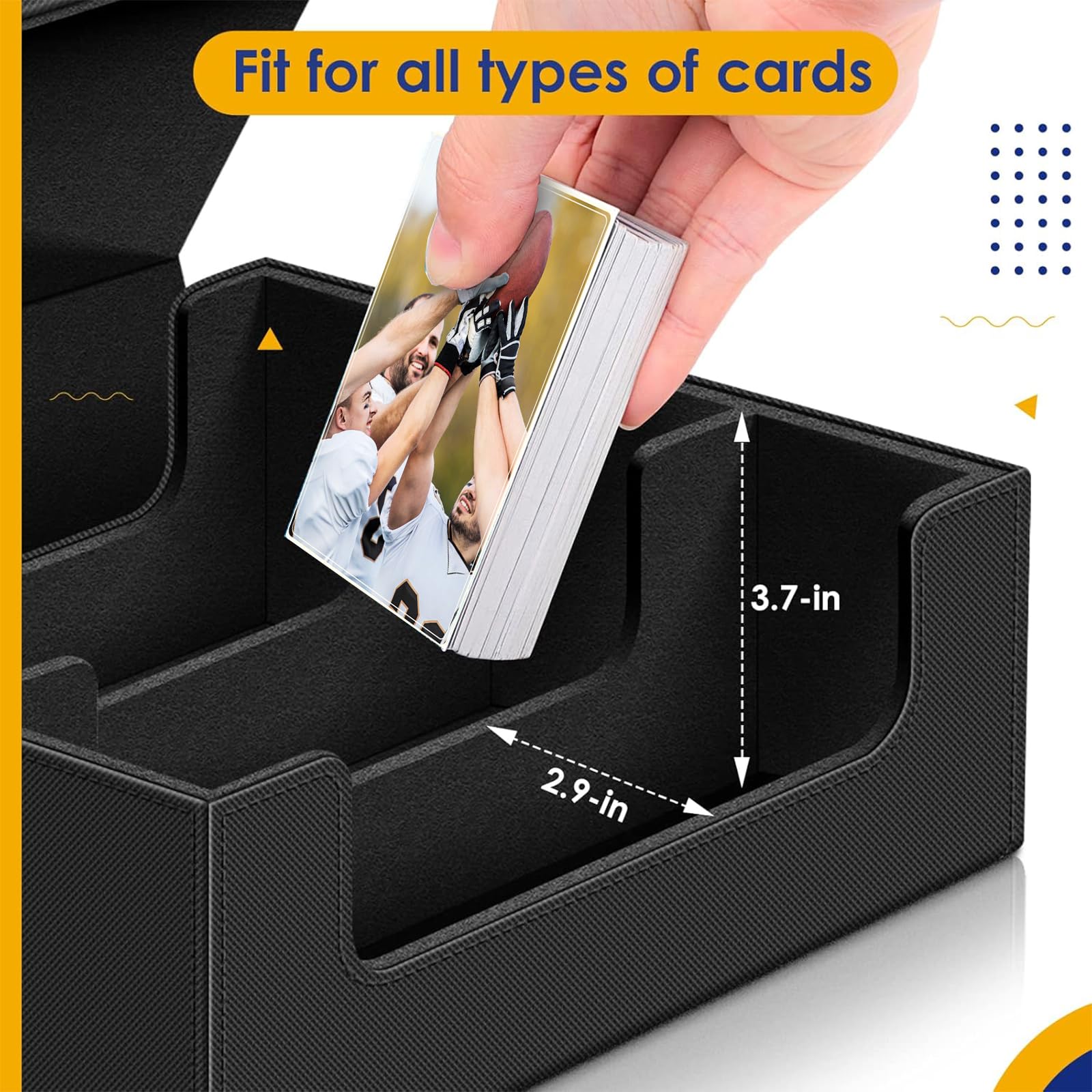 Kitoyz Card Deck Storage Box, 1800+ Card Deck Holder Box Trading Card Magnetic Cards Gathering Deck Boxes for MTG YugiOh TGG Uno Cards Baseball Cards, 11.45 x 9.85 x 4.2 Inches