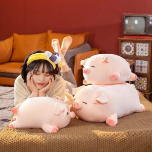 CHDGIOHA Cute Kawaii Pig Stuffed Animal Pillows, 15.7'' Pig Plush Hugging Pillow, Soft Pig Stuffed Cuddle Plush Toys, Christmas Birthday Gifts for Girls Girlfriend (Squint, 15.7in)