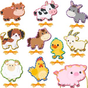 pajean 10 pieces kids farm animal lacing cards cardboard sewing cards double sided lacing playing games for children developing imagination education supplies jb-220602-j multicolor