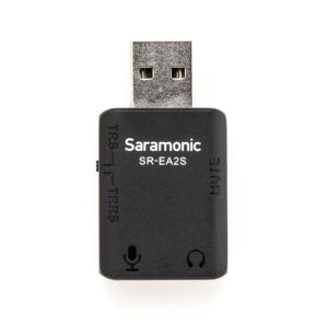 saramonic usb audio interface with 3.5mm microphone input for trs or trrs mics, 3.5mm headphone out and mute button for computers and more (sr-ea2s)