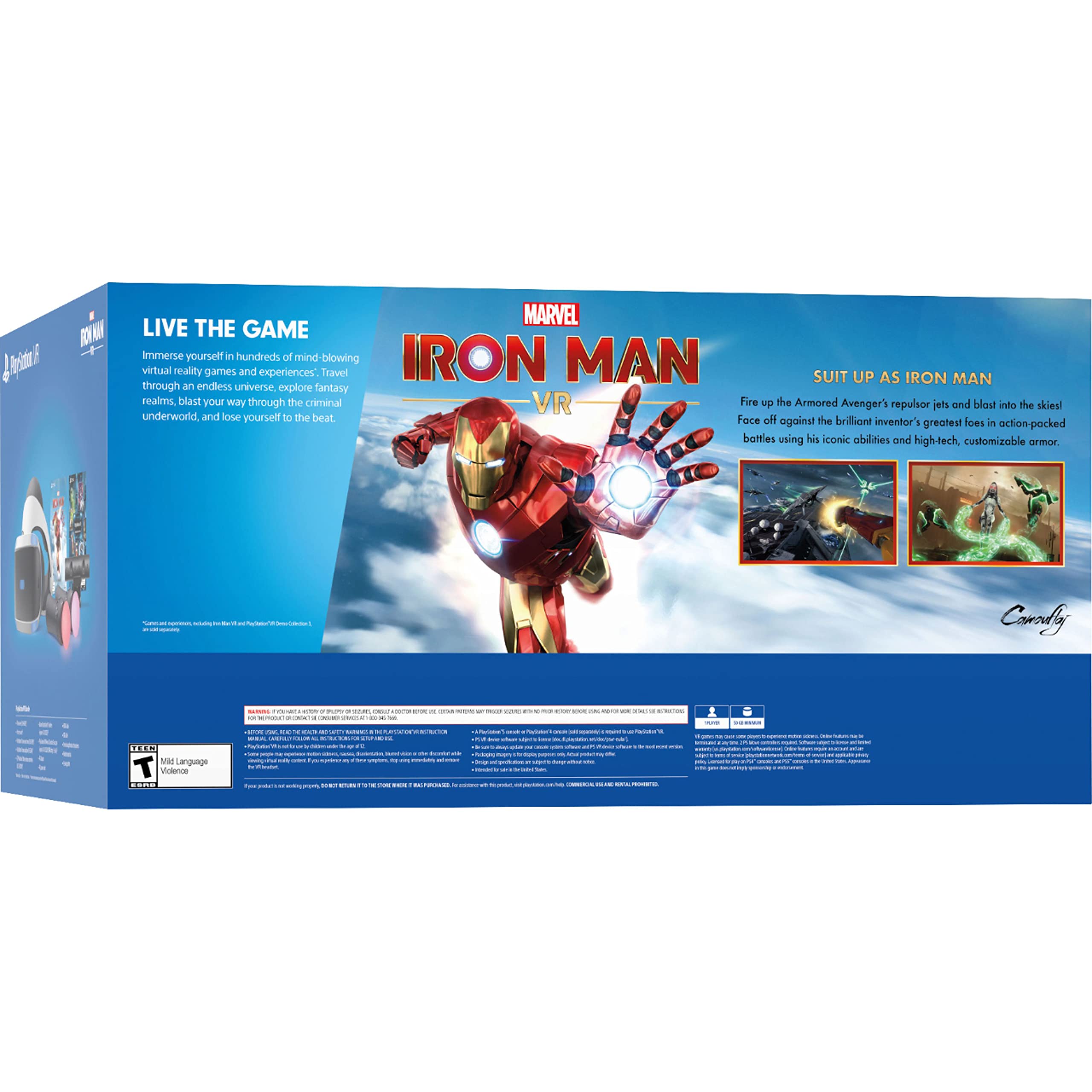 Sony PlayStation VR - Marvel's Iron Man Gmaing Bundle: PlayStation VR Headset, Camera, 2 Move Motion Controllers, Marvel's Iron Man VR Digital Code Compatible with PS4 PS5