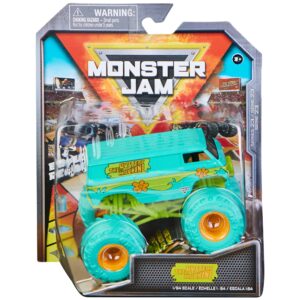 monster jam 2022 spin master 1:64 diecast truck with bonus accessory: nitro neon mystery machine