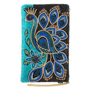 mary frances peacock pride beaded crossbody phone bag, multi