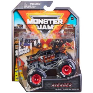 monster jam 2022 spin master 1:64 diecast truck with bonus accessory: arena favorites avenger fire